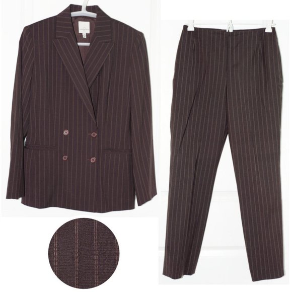 Anne Klein | Pants & Jumpsuits | Anne Klein Vtg 9 Wool Doublepinstripe ...